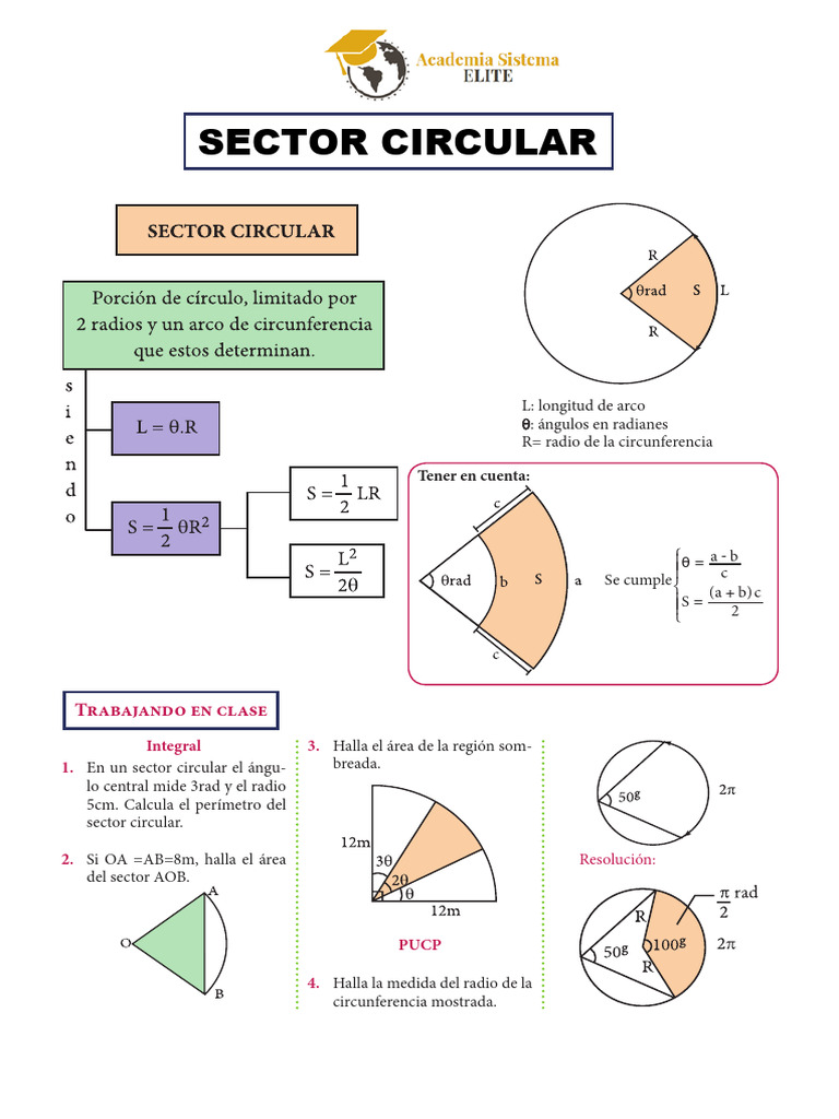09 - 08 Trig - Sector Circular | PDF | Curva | Geometría Elemental