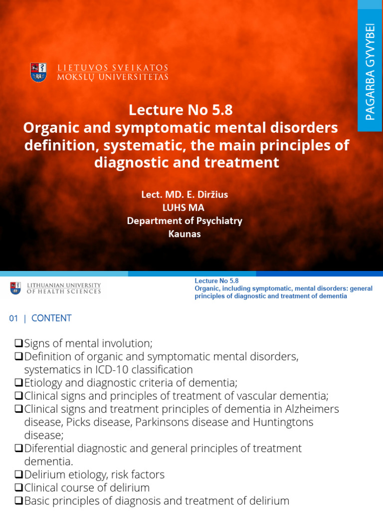 5.8. Organic and Symptomatic Mental Disorders Definition, Systematic ...
