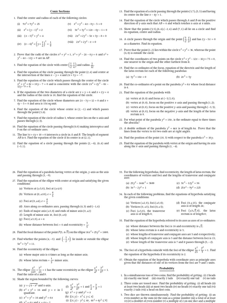 UT-3 WS XI D | PDF | Ellipse | Geometric Shapes