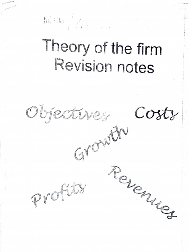 Theory of A Firm Revision Notes | PDF