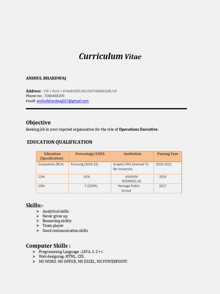 Anshul Resume PDF | PDF