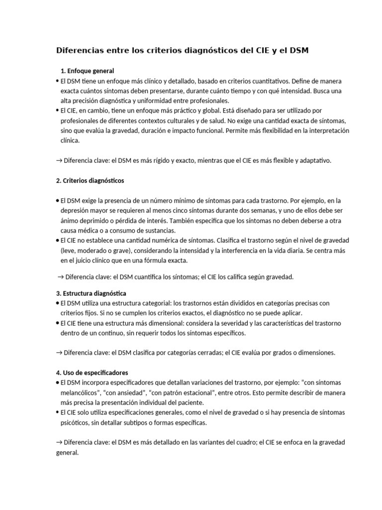 Diferencias Entre Los Criterios Diagnósticos Del CIE y El DSM | PDF | Manual Diagnóstico y ...