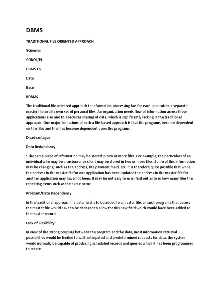 Traditional File Oriented Approach | Download Free PDF | File System ...