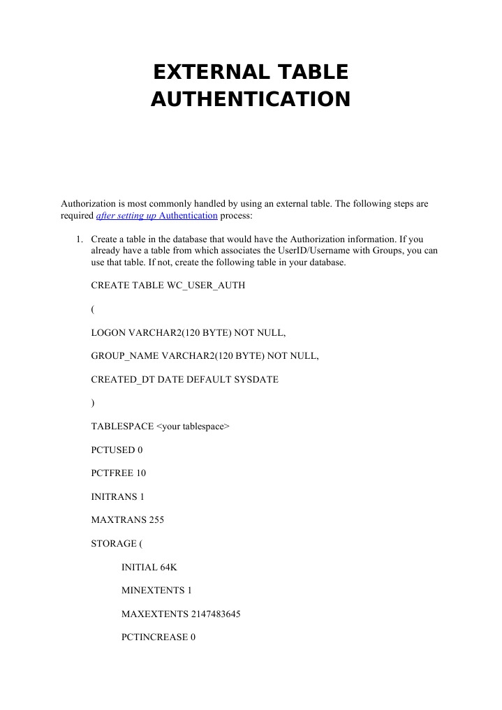 External Table Authentication | Download Free PDF | Authentication | Login