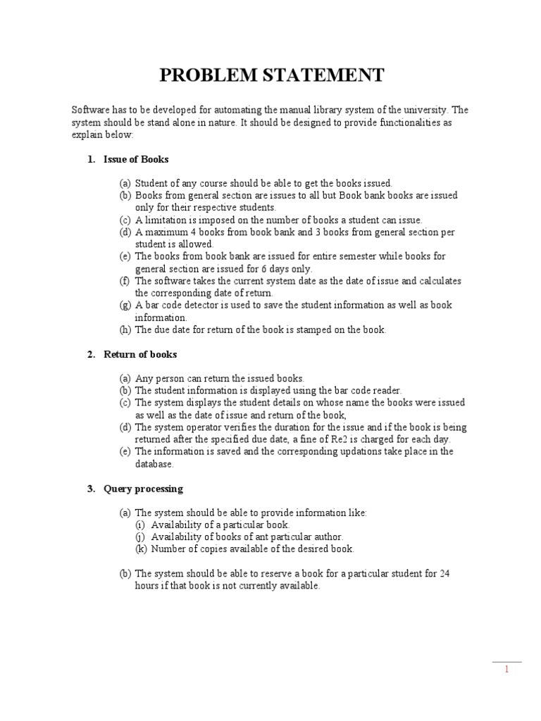 Problem Statement: 1. Issue of Books | PDF | Prototype | Graphical User ...