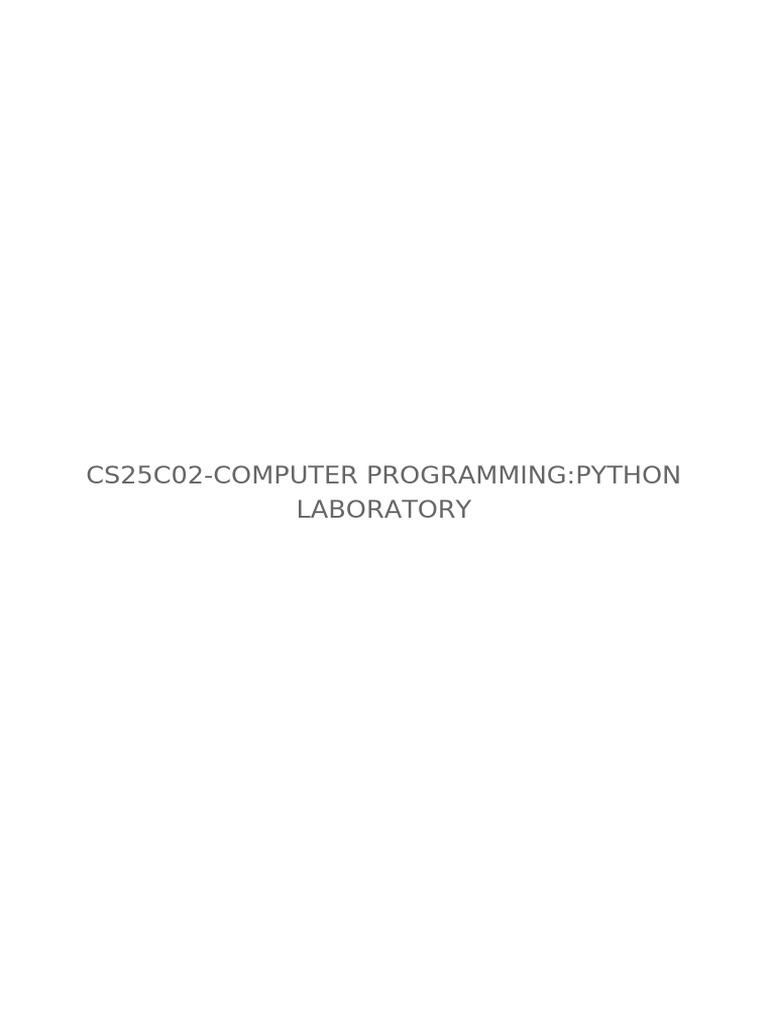 CS25C02 - COMPUTER PROGRAMMING PYTHON Lab Manual | PDF | Matrix (Mathematics) | Computer Programming