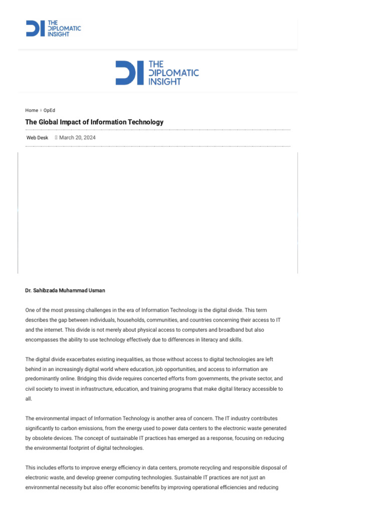 The Global Impact of Information Technology - TDI | PDF ...