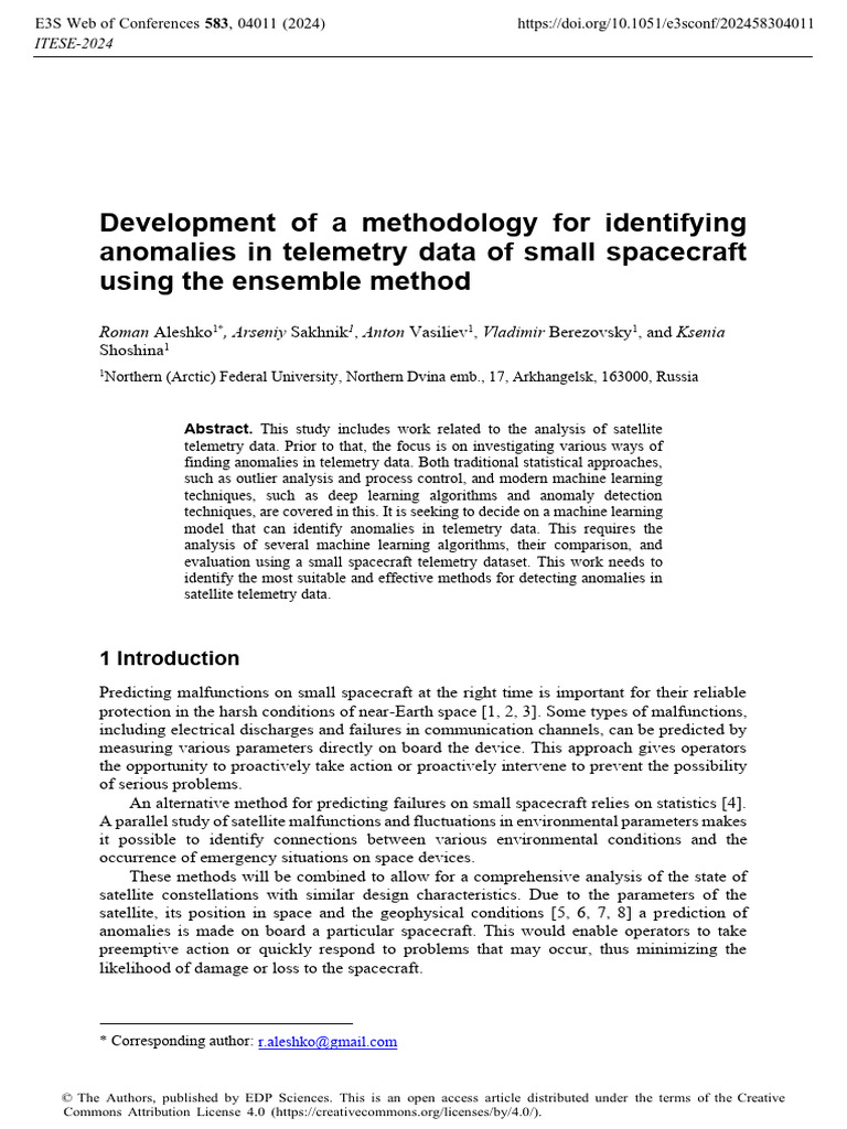 Development of a Methodology for Identifying | PDF | Machine Learning | Telemetry