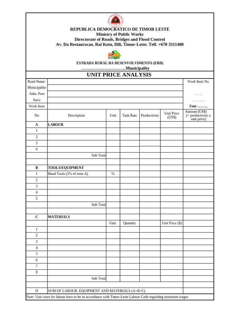 Print Blank Rate Analysis Form - 2021 | PDF
