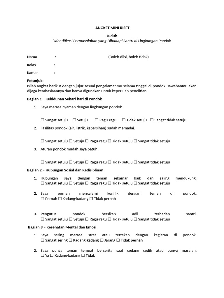 Angket Mini Riset | PDF