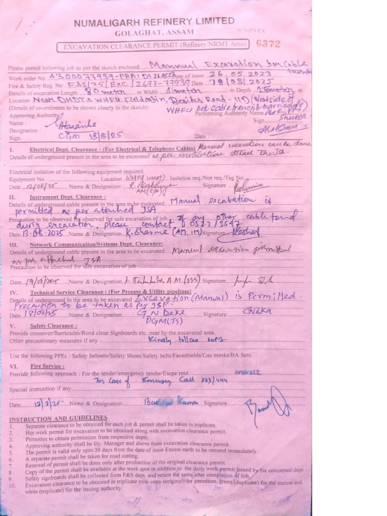 Manual Excavation Permit | PDF
