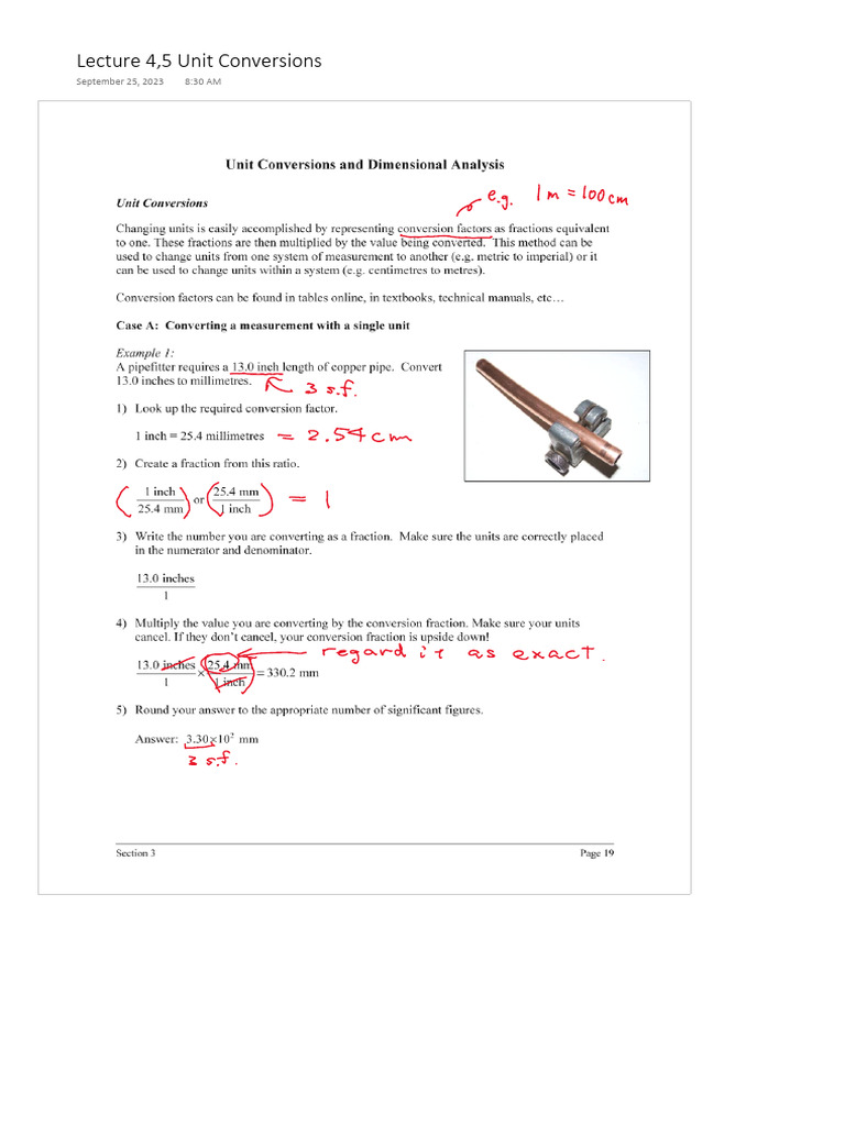 Unit Conversions Lecture Notes | PDF