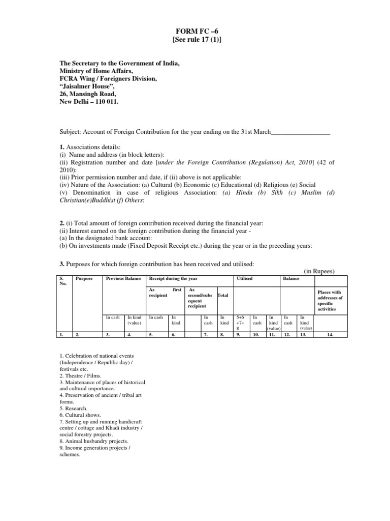 Form FC - 6 (See Rule 17 (1) ) : Christian (E) Buddhist (F) Others ...