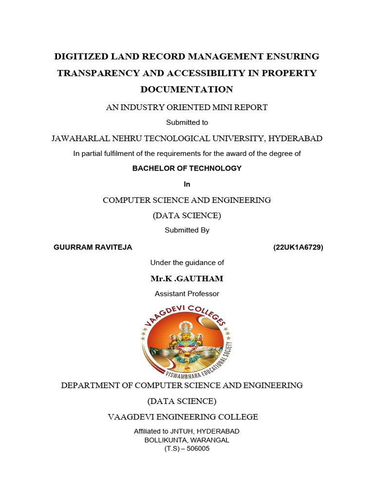 A09 Digitized Land Record Management Ensuring Transparency and ...