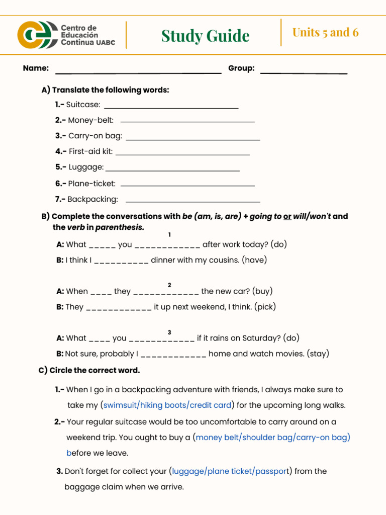 Study Guide Units 5&6_20251102_185334_0000 | PDF | Baggage