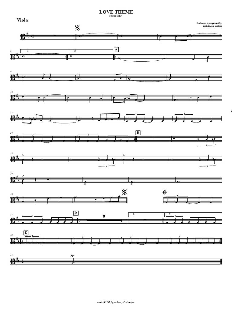 LOVE THEME - Full Orchestra - Viola | PDF | Orchestras | Classical Music