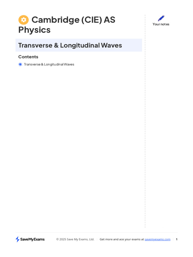 Transverse vs Longitudinal Waves Guide | PDF | Waves | Physical Phenomena