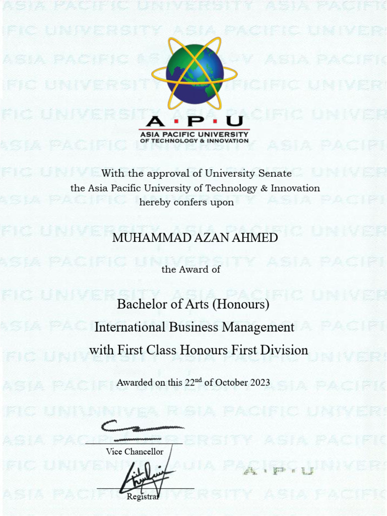 Muhammad Azan Ahmed APU | PDF