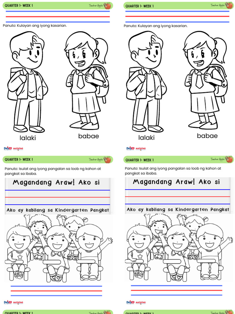q1 - Week 1 - Matatag Worksheets | PDF