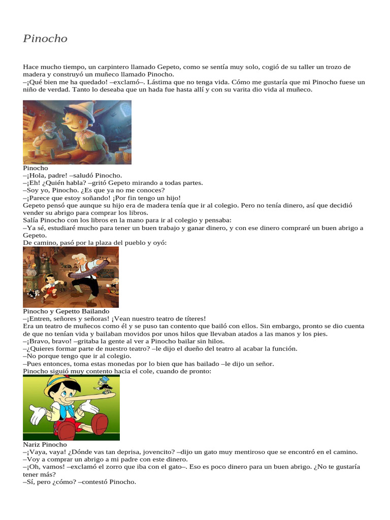 Pinocho y Caperucita Roja: Cuentos Clásicos | PDF | Caperucita Roja