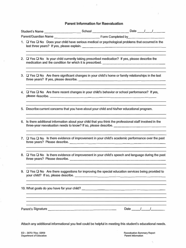 Parent Input Form | PDF