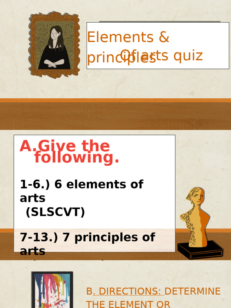 1.4 The Elements of Art Quiz Presentation in Neutral Orange, Brown and ...