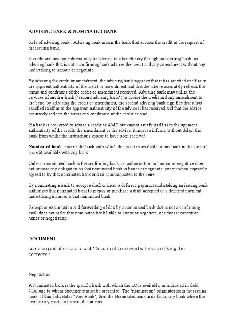 Notes on Letter of Credit | Letter Of Credit | Credit (Finance)