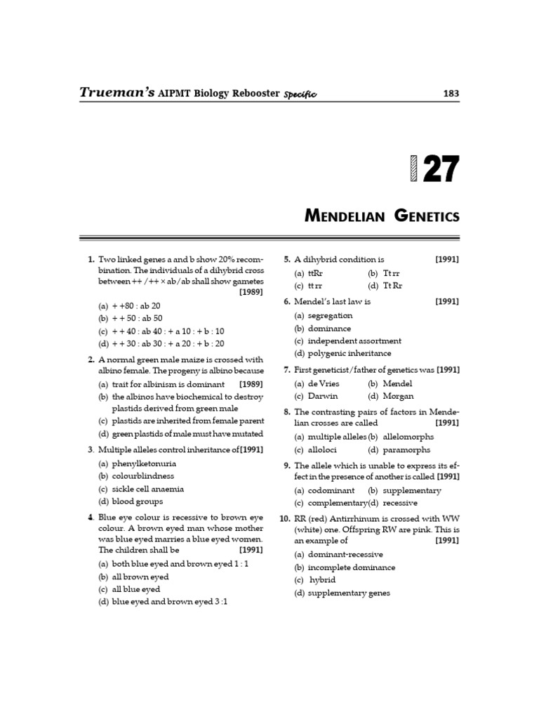 Mendelian Genetics | PDF | Dominance (Genetics) | Genotype
