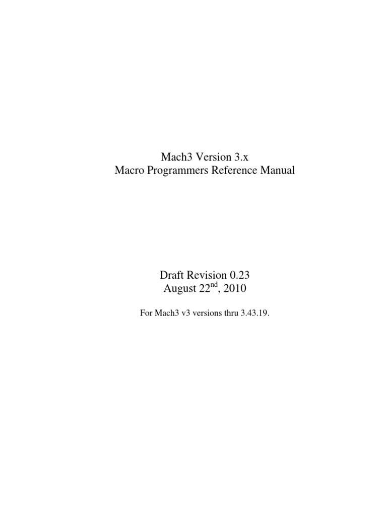 Mach3 V3.x Macro Prog Ref | PDF | Parameter (Computer Programming) | Function (Mathematics)