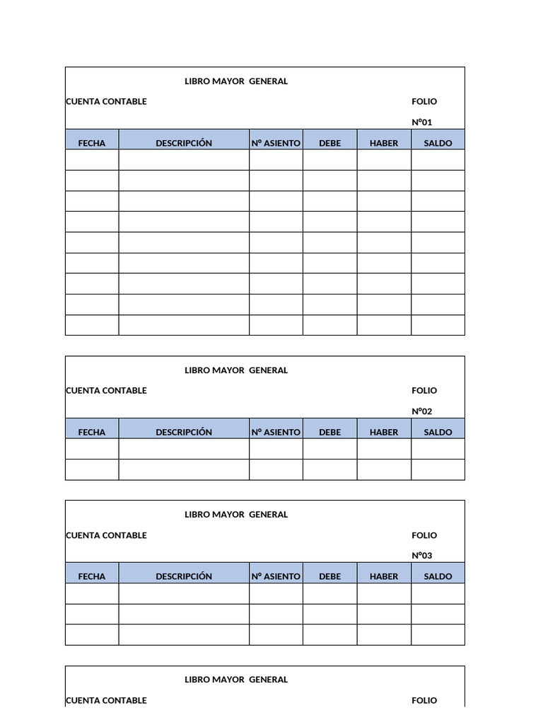 Libro Mayor General Contable | PDF