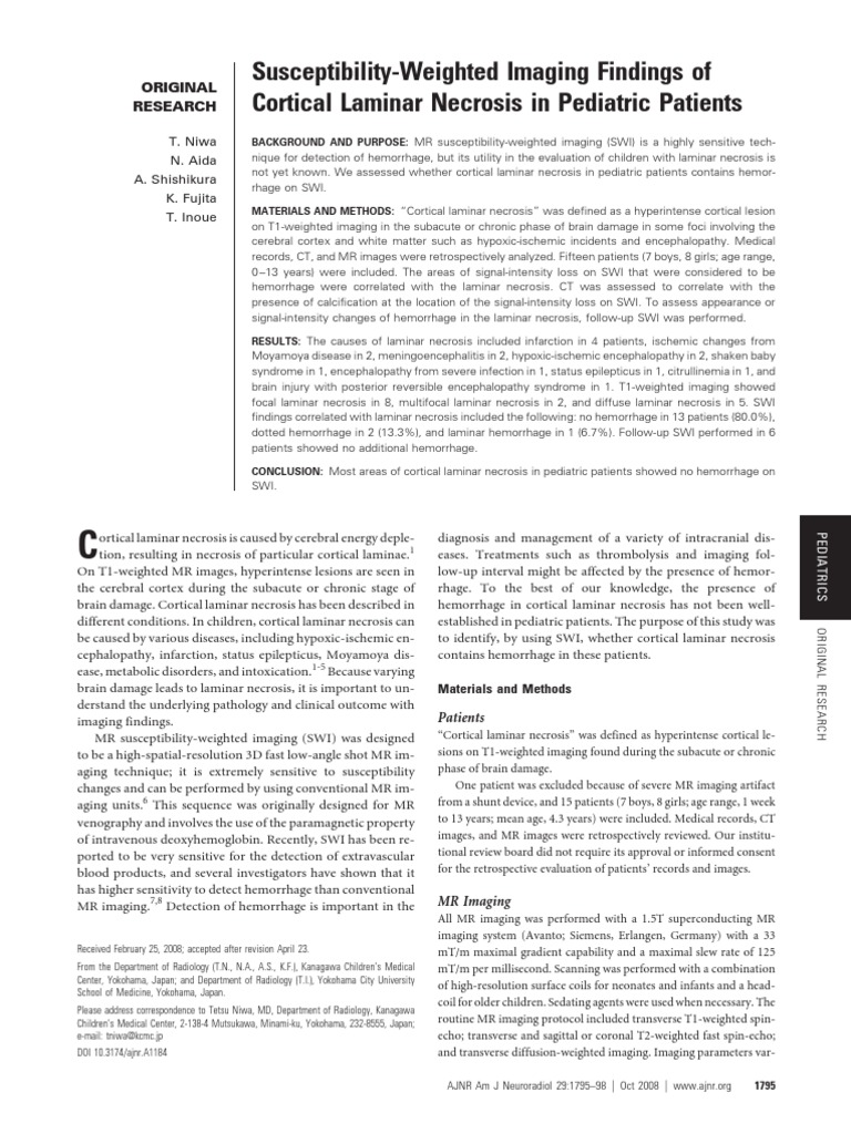 Cortical Laminar Necrosis Magnetic Resonance Imaging Medical Imaging