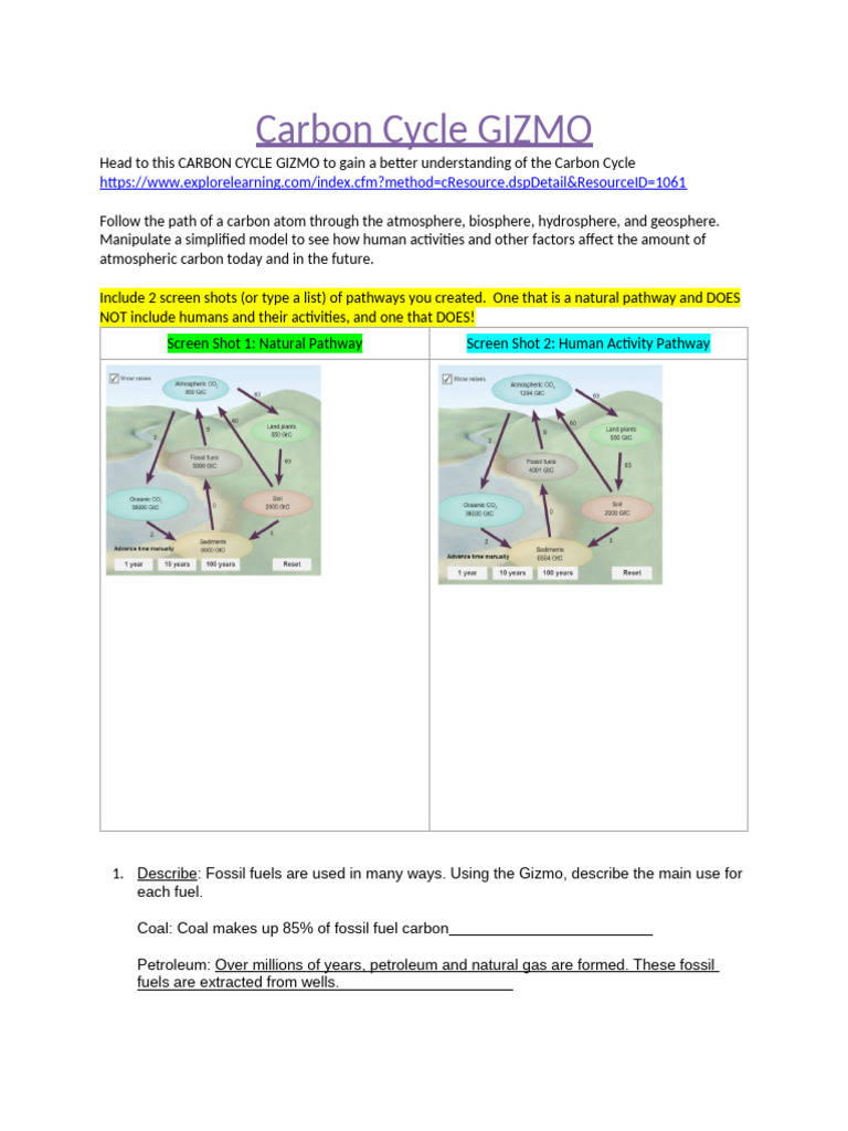 Carbon Cycle Gizmo Pdf