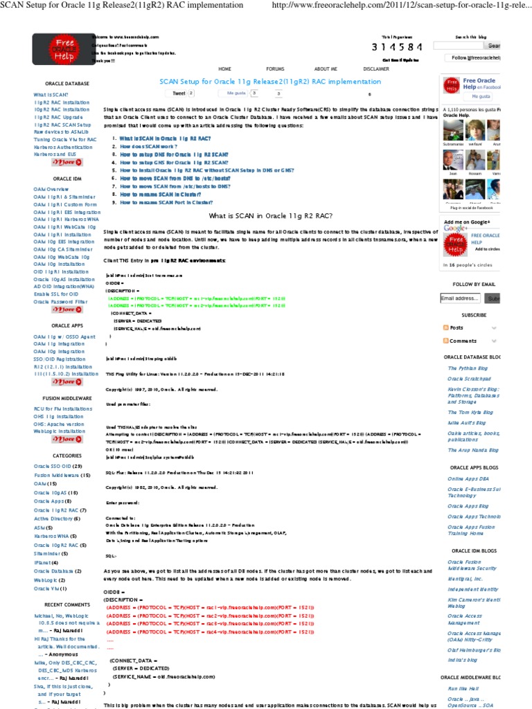 SCAN Setup For Oracle 11g Release2 (11gR2) RAC Implementation | PDF | Oracle Database | Domain ...