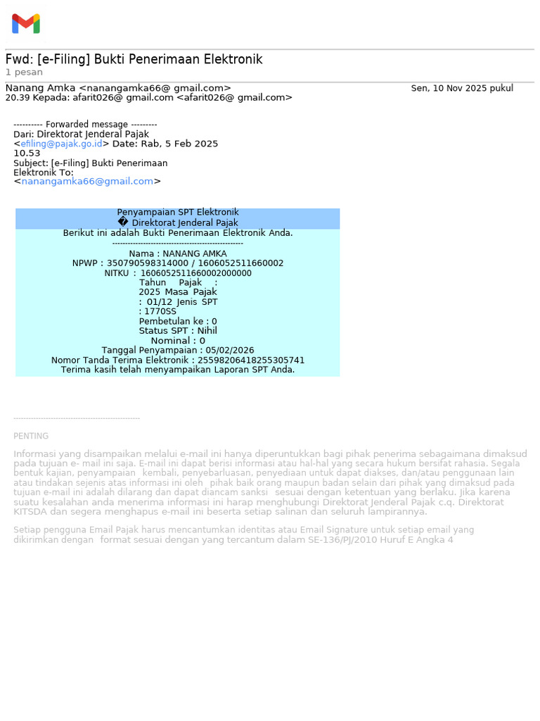 Gmail - Fwd_ [E-Filing] Bukti Penerimaan Elektronik | PDF