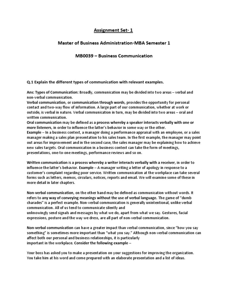 MB0039 - Business Communication Assignment-1-2012 | PDF | Adverb | Verb