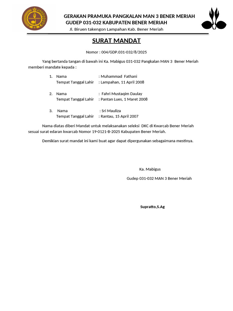 Surat Mandat | PDF