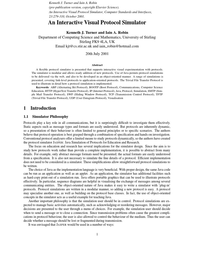 An Interactive Visual Protocol Simulator | PDF | Transmission Control ...