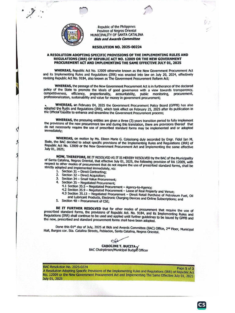 Implementing Rules and Regulations Irr Republic Act 12009 July1 2025 | PDF