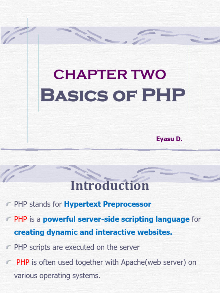 CH-2&3[PHP & Databaseconnectivity] | PDF | Php | Boolean Data Type
