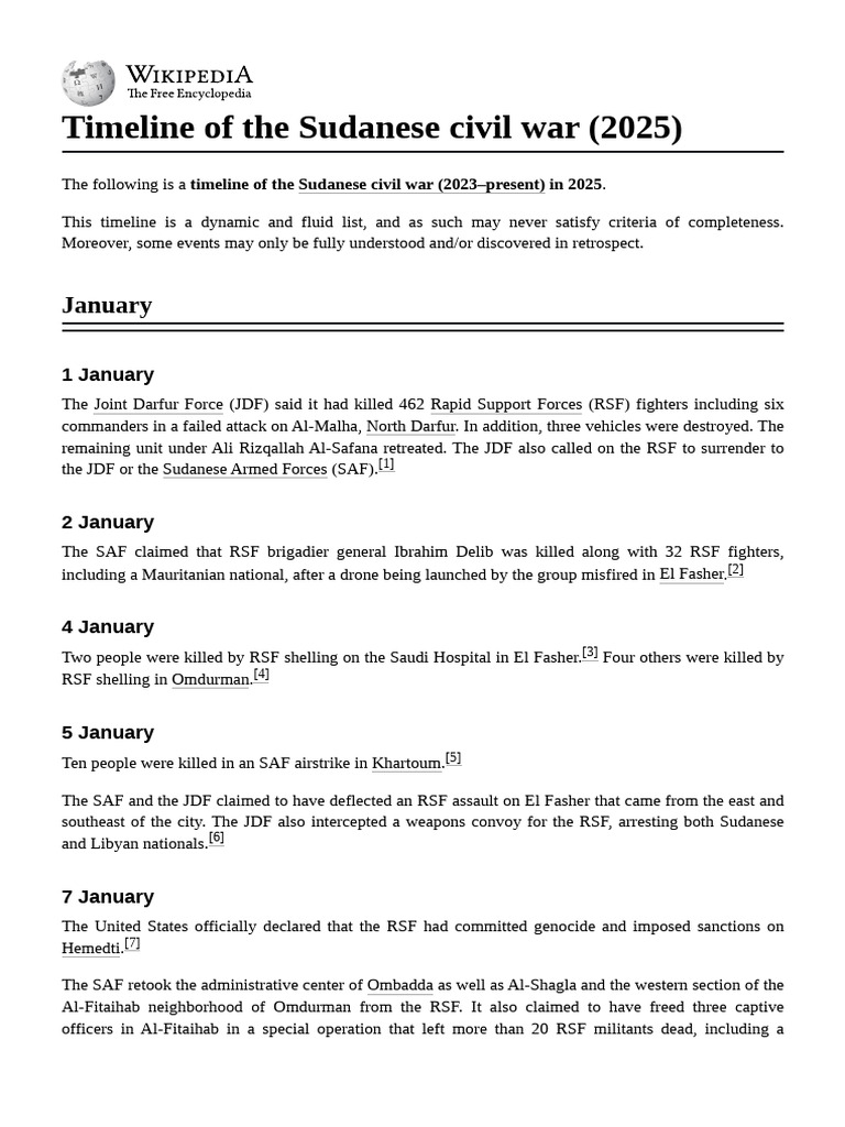 Sudan Civil War Timeline: 2025 Events | PDF | Sudan | Politics Of Sudan