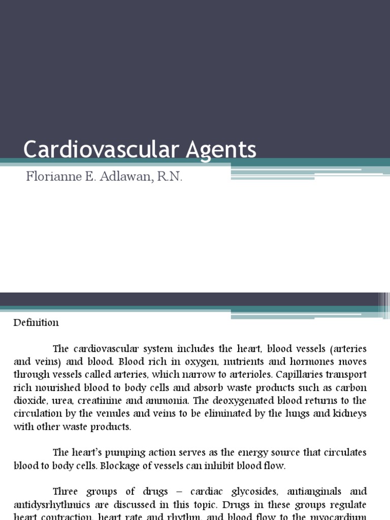 Cardiovascular Agents: Drug Overview | PDF | Cardiac Arrhythmia ...