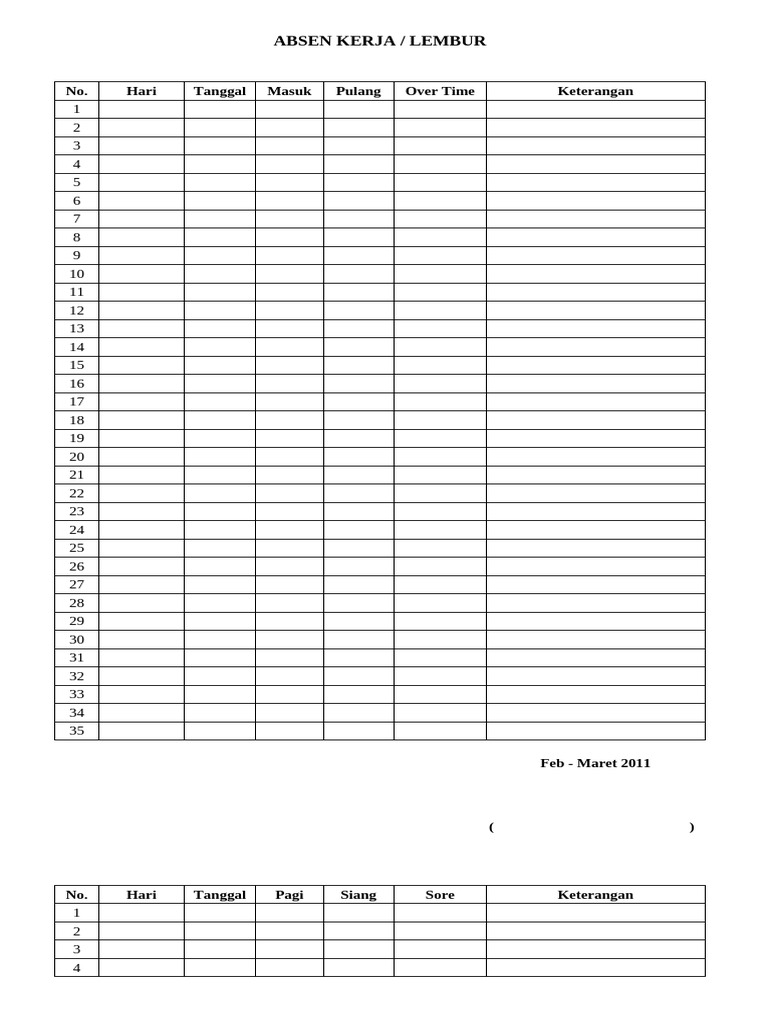 Laporan Absen dan Lembur Kerja | PDF