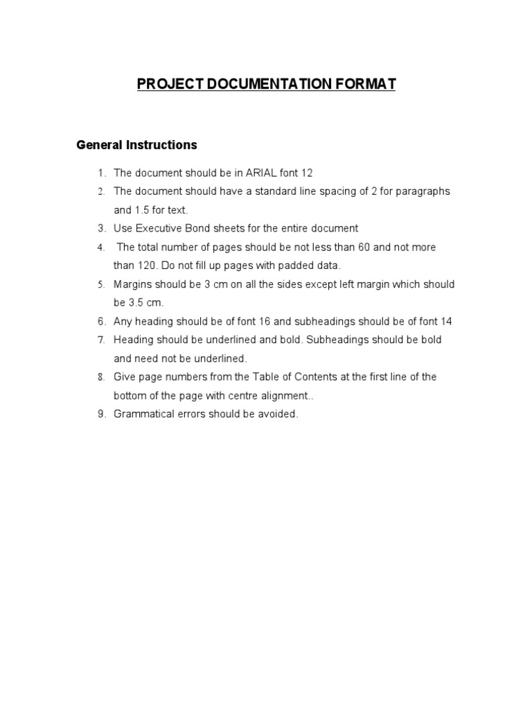 Project Documentation Format: General Instructions | PDF | Art ...