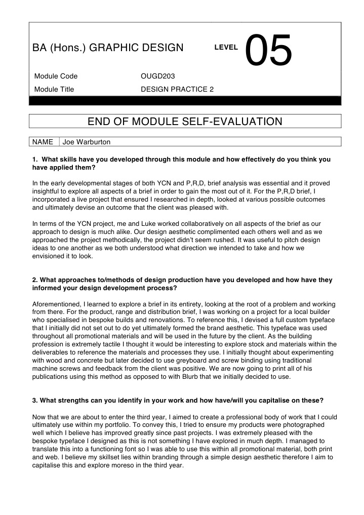 Ba (Hons.) Graphic Design: Module Code OUGD203 Design Practice 2 | PDF ...