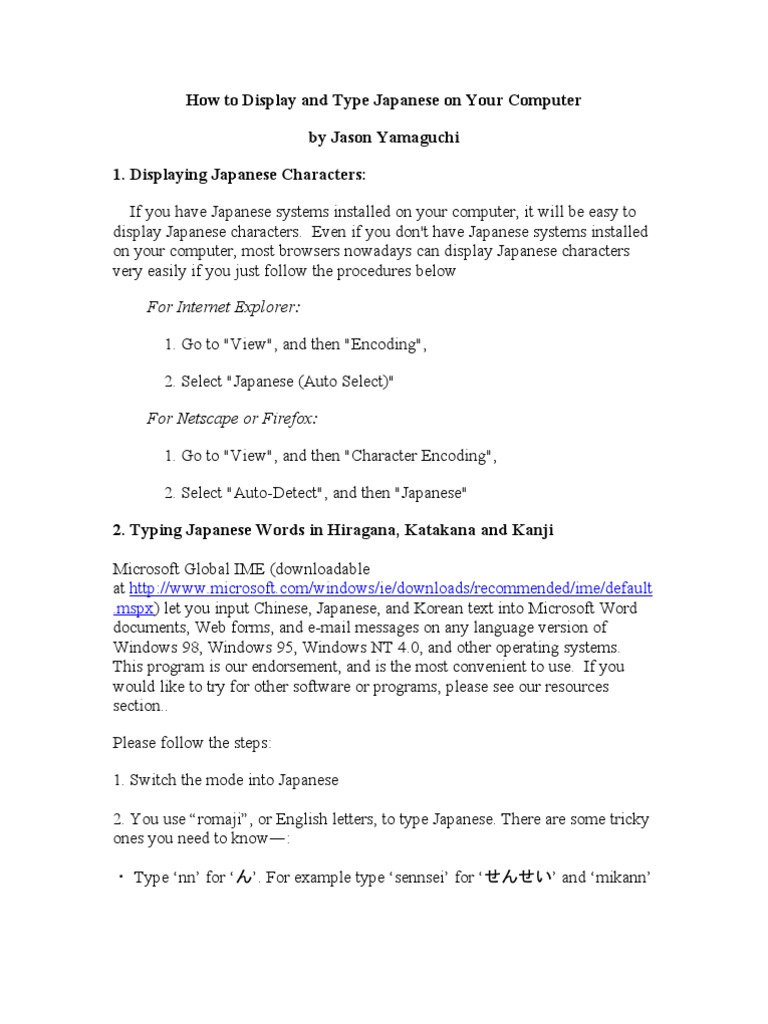How To Display and Type Japanese On Your Computer | PDF | Japanese ...