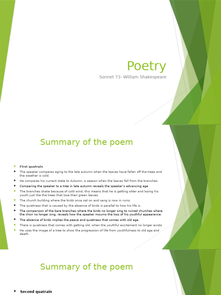Shakespeare's Sonnet 73 Analysis | PDF | Stanzaic Form | Composition ...