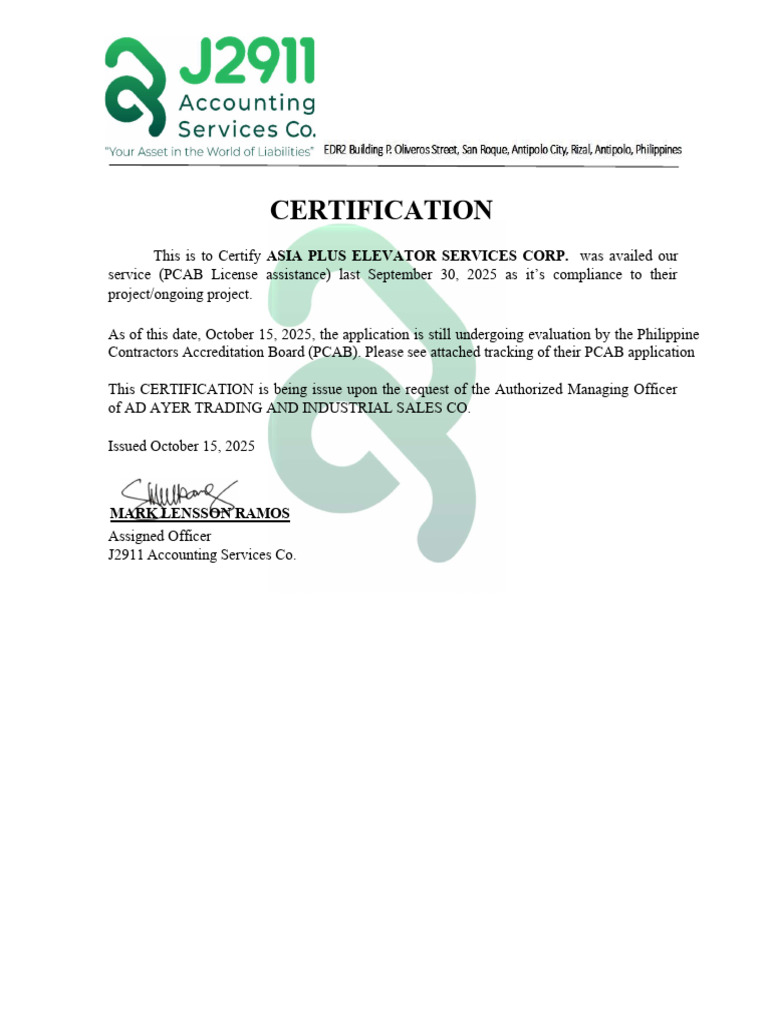 Certification of Ongoing Application in Pcab | PDF