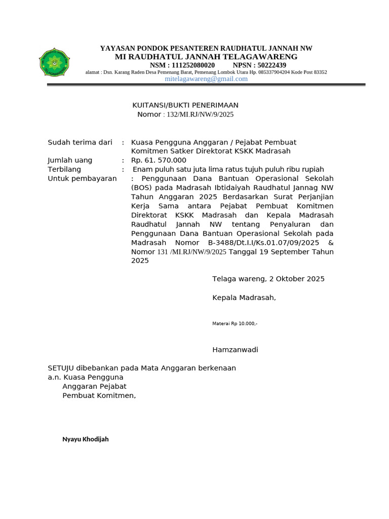 Kuitansi Bos TW III Dan IV | PDF