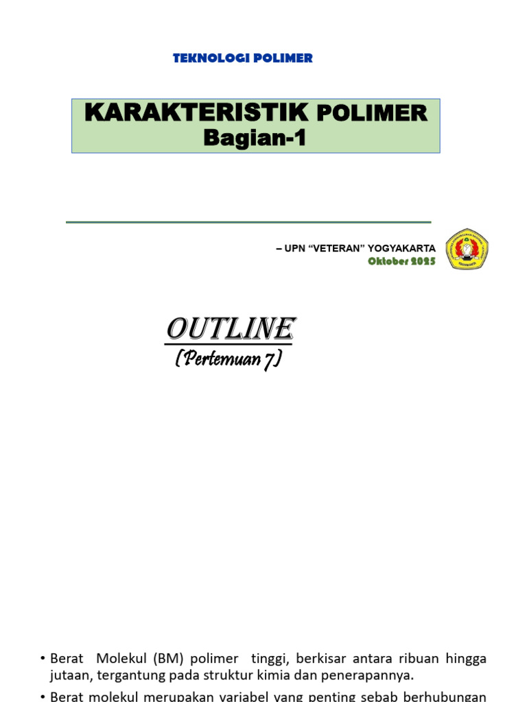 Pertemuan 7 - Karakteristik Polimer - Bagian 1 | PDF