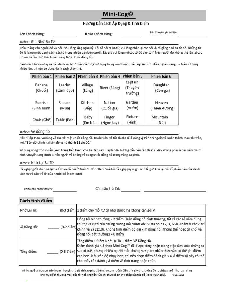 VIETNAMESE Mini Cog With Copyright Symbol | PDF